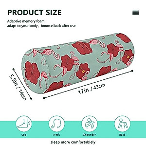 Vnurnrn Flamingo Bird Trumpet Flower Neck Support Pillow Round Neck Roll Bolster Cylinder Pillow Cervical Pillows Round Neck Pillow for Leg Knee Back Head Support for Bedroom Camp Work Women Men