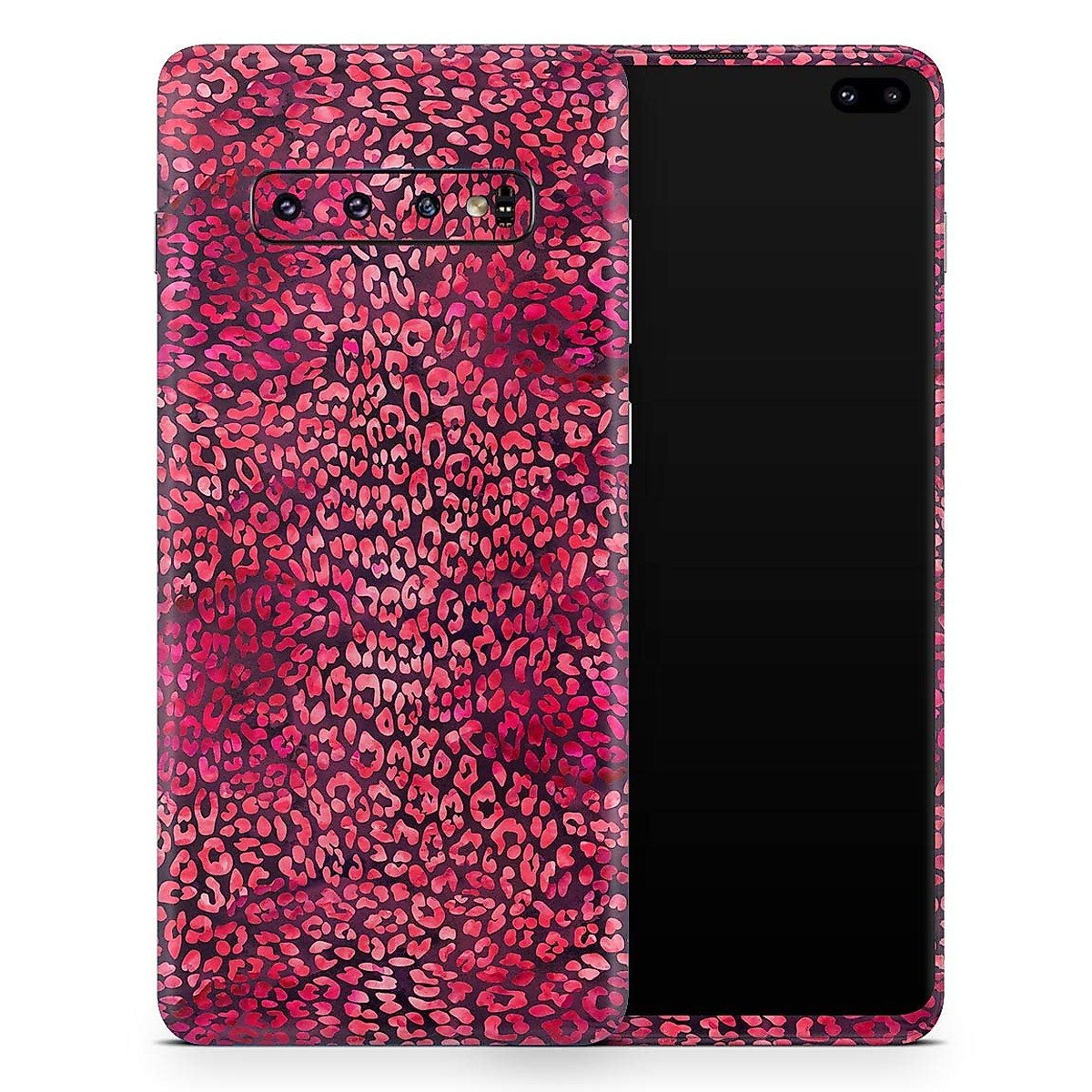 DesignSkinz Red Watercolor Leopard Pattern Protective Vinyl Decal Wrap Skin Cover Compatible with The Samsung Galaxy S20 (Screen Trim & Back Glass Skin)