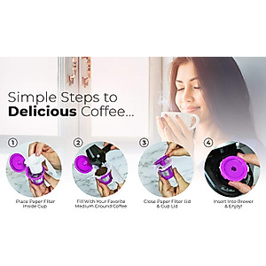 Perfect Pod EZ-Cup 2.0 Disposable Paper Coffee Filters for Single-Serve Reusable Coffee Pods Pod Capsule, 6-Pack (300-Ct)