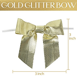 AIMUDI Silver Bows for Christmas Tree 3 Inch Small Silver Bows for Gift Wrapping Silver Twist Tie Bows for Treat Bags Premade Metallic Bows for Crafts, Wreaths, Party Favors, Goodie Bags - 24 PCs