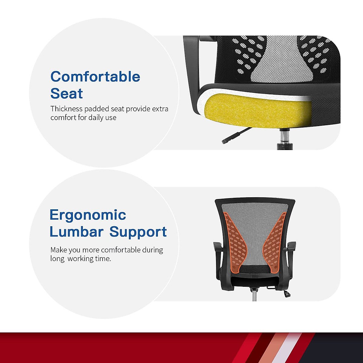 FDW Drafting Chair Tall Office Chair Ergonomic Office Chairs Adjustable Height Rolling Swivel Computer Task Chair Mesh Desk Chair with Arms Foot Rest Back Support (Black)