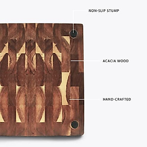 Slice of Goodness Acacia Wood Serving Board | Handcrafted Sturdy Kitchen Serving Block With Non-Slip Rubber Stump Legs