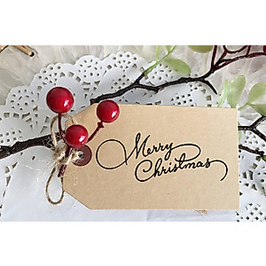 CHYHMYT - Merry Christmas Gift Tag Stamp-Holiday Stamp -Wood Stamp-DIY Greeting Card