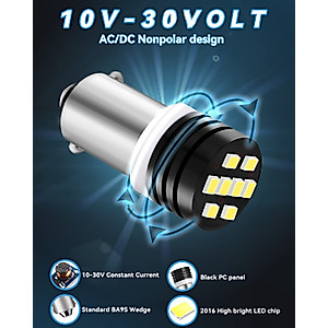 1820 Bulb 1816 1815 1495 1813 1819 53 57 BA9S Led Bulb 10-30Volt AC/DC for Train Light, Bingo Board Bulbs,Instrument panel Indicator Lights,House Number Light Bulb 1818 1893 White 2Pack