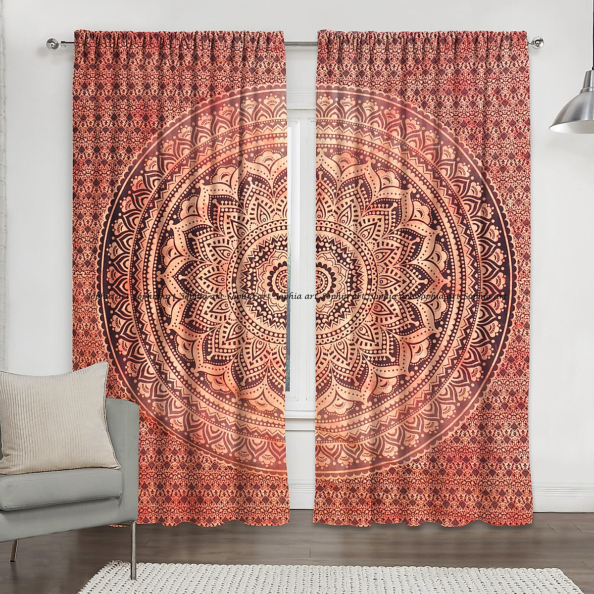 Sophia Art Indian Exclusive Ombre Mandala Queen Size Comforter Hippie Boho Cotton Doona Duvet Cover Indian Comforter Mandala Hippie Bohemian Queen Quilt Cover Set with Pilow (Red Tie & Dye)