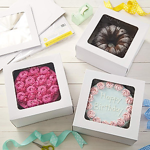 Wilton 12-Inch Cake Boxes with Windows for 10-Inch Cakes, White, Sturdy Cardboard, 6-Count