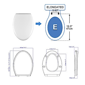 Hibbent Premium Elongated Toilet Seat with Cover(Oval) Quiet Close, One-Click to Quick Release, Easy Installation Never Loosen Hinge, Slow Close Toilet Seat and Cover, Easy Cleaning-White Color