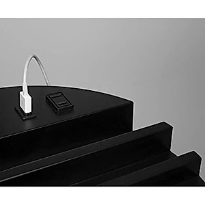 Adesso 3116-01 USB & AC Charging Station Floor Night Lamp with 2 Storage Shelves and Device Holders Black, 63"