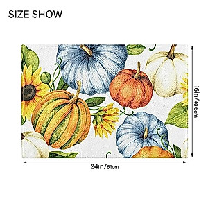 Pumpkins Sunflowers Bathroom Rug Mat Soft Absorbent Bathroom Rugs Mats Washable Bath Mats Rugs Non Slip Bath Mat Runner Rug for Bathroom Tub Bath, Rectangle Shower Rug
