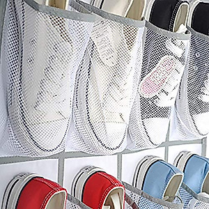 Isabelvictoria 24 Pocket Shoe Organizer Door Hanging Shoes Storage Wall Bag Closet Holder Family Save Space Organizer Home Decoration