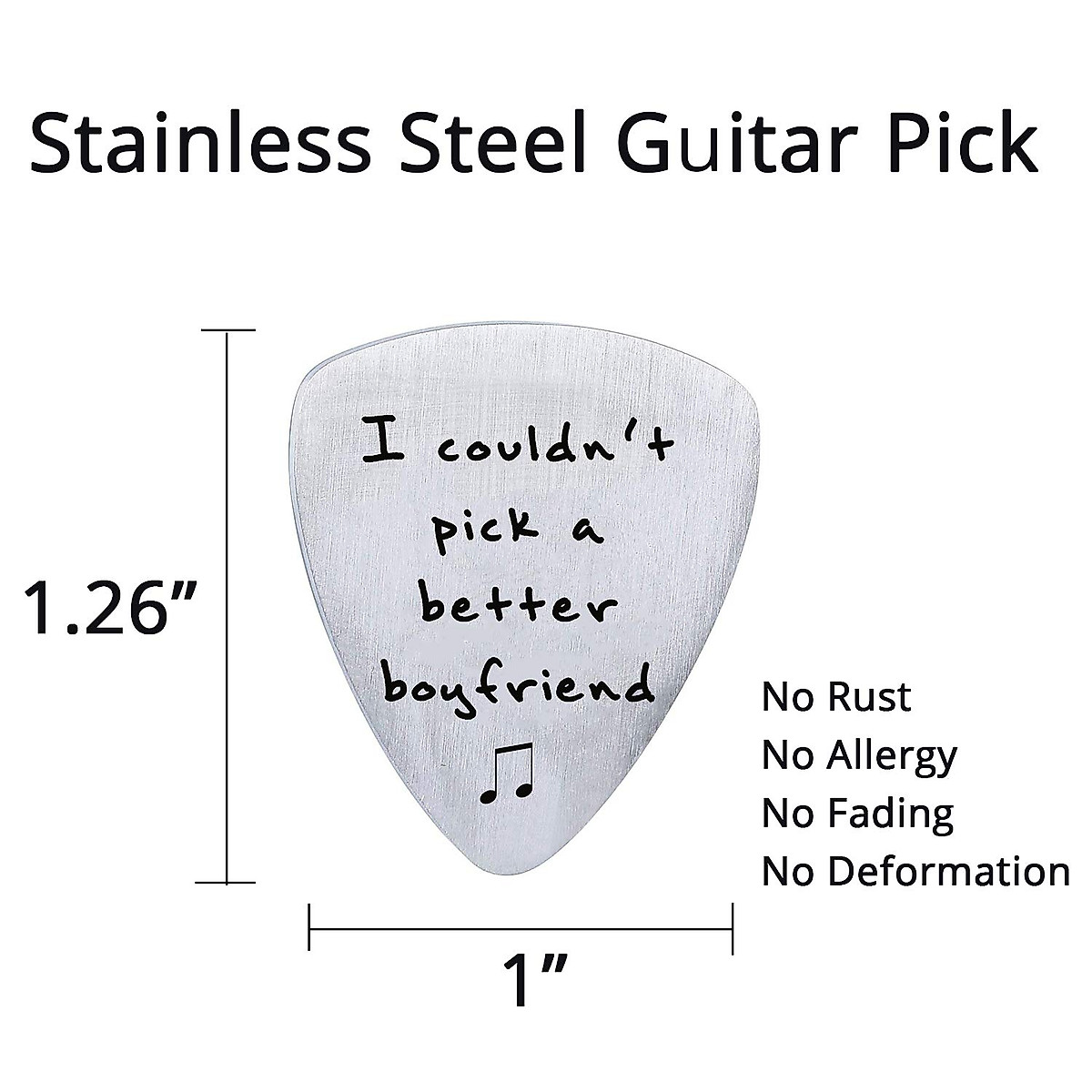 Boyfriend Birthday Valentine's Day Gift Ideas from Girlfriend - I Couldn't Pick A Better Boyfriend Guitar Pick, Personalized Gifts for Musician Man Wedding Anniversary