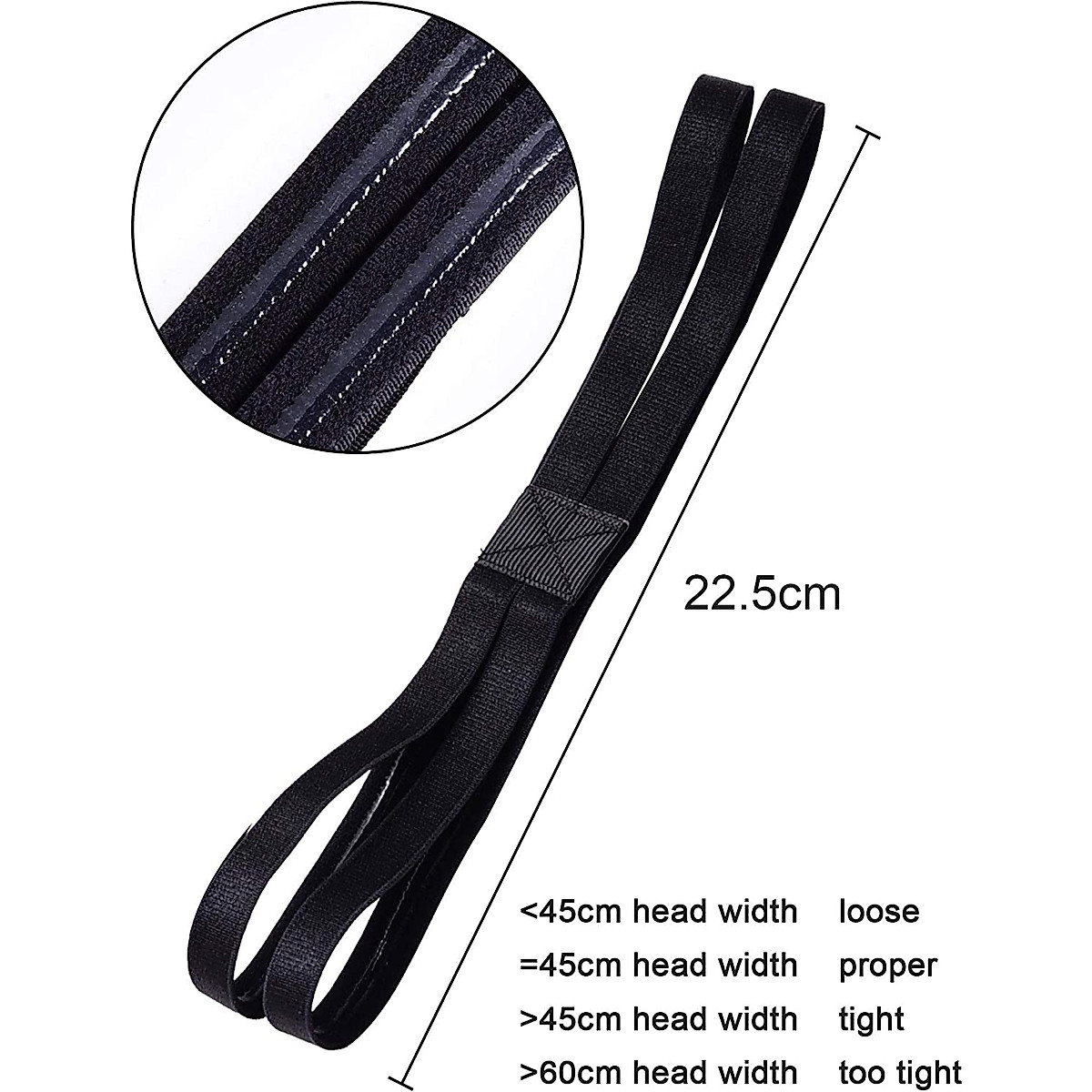 Shappy 3 Pieces Double-straps Sport Headbands Elastic Hairband Non-slip Sweatband for Women or Men, Black
