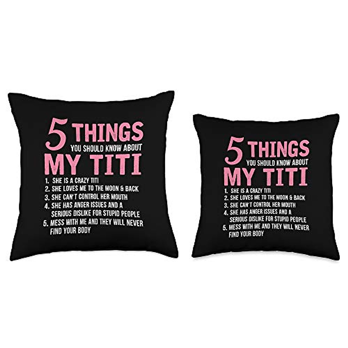 Titi Gifts 5 Things You Should Know About My Titi Funny Grandma Gift Throw Pillow, 16x16, Multicolor
