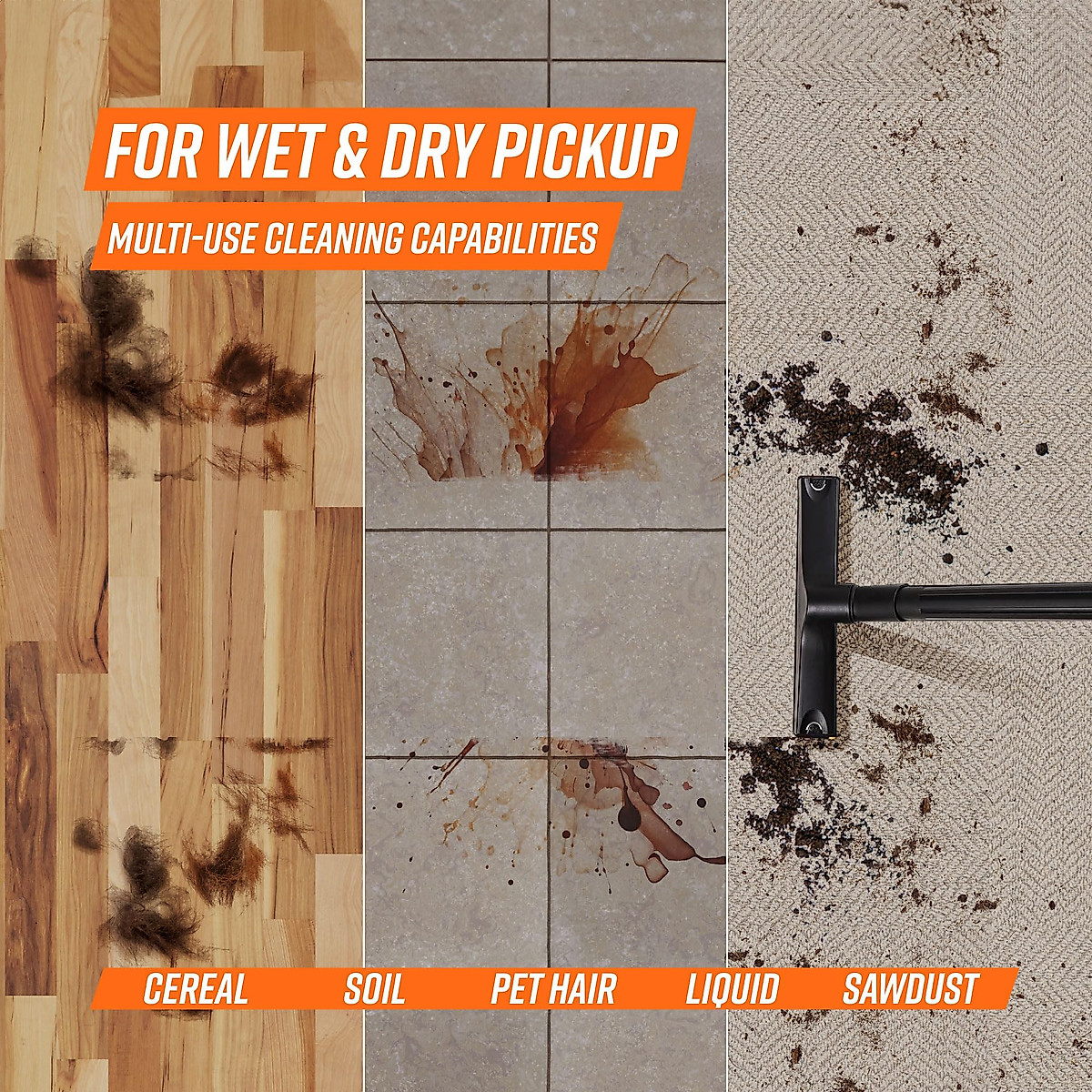 Armor All 6-Gallon* 5.5 Peak HP† 3-in-1 Wet/Dry/Upholstery Shampoo Vacuum Cleaner – VK609PFR 0901