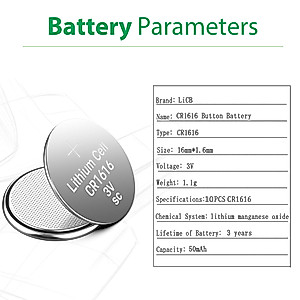 LiCB 10 Pack CR1616 3V Lithium Battery CR 1616