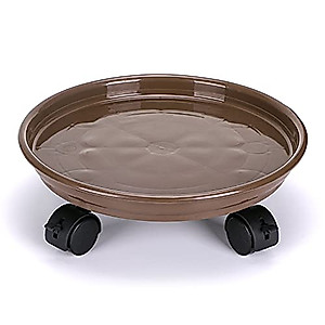 Skelang 4-Pack Plant Caddy 11.8 Inches, Plant Pallet with Brake Wheels, Plant Stand Roller for Indoor and Outdoor Heavy Duty Planter, Load Capacity 125 Lbs (Coffee)