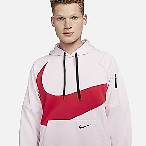 Nike Therma-FIT Men's Pullover Fitness Hoodie (as1, alpha, m, regular, regular, Pink Foam/Pink Foam/University Red/Black)