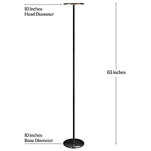 Brightech Sky LED Floor lamp, Torchiere Super Bright Floor Lamp for Living Rooms & Offices - Dimmable, Tall Standing Lamp for Bedroom Reading - Black Chrome