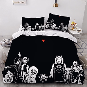 AKARDO Under Legend Tales Game Sans Frisk Duvet Covers, Soft Microfiber Washed Duvet Cover Set 3 Pieces with Zipper Closure,Beding Set (10,Twin (68"x86"))