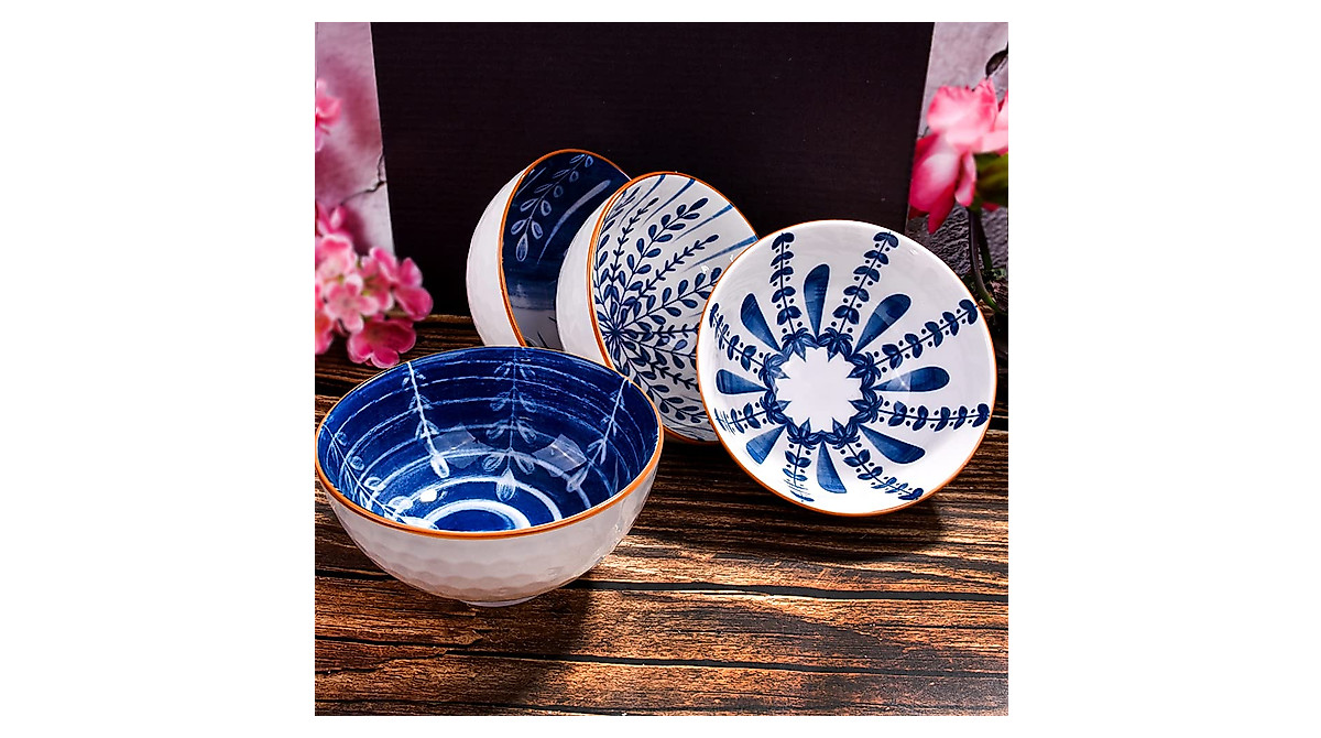 BOSILI Rice Bowls Set of 4 - Elegant Ceramic Design