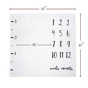 Prazoli White Baby Milestone Blanket Unisex - Baby Month Blanket Gender Neutral