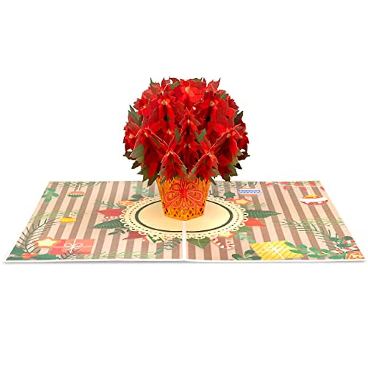 Paper Love 3D Pop Up Christmas Cards, Poinsettias Plant, 3D Popup Greeting Cards, Gift For Christmas or Holidays, 5" x 7" Cover - Includes Envelope and Note Tag