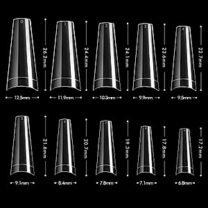 INFELING Clear Coffin Nails Tips - Nail Tips for Acrylic Nails Professional, 500pcs Half Cover Ballerina French Nail Tips with Box, False Fake Nail Tips for Nail Salons Home Christmas Gift, 10 Sizes