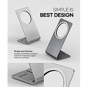 iLakia Cell Phone Stand for MagSafe Charger, Aluminum Charging Holder Dock Cradle for Desk, Mag-Safe Accessories Compatible with iPhone 14 13 12 Model Series, Silver Color (MagSafe Not Included)