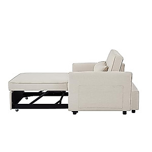 Eafurn 3 in 1 Convertible Sleeper Sofa Couch with Pull Out Bed,Small Futon Loveseat Lounge Chaise with Reclining Backrest and Armrest,Soft Upholstered Love Seats RV Furniture for Living Room