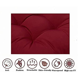 SEAHOME Waterproof Indoor/Outdoor Garden Bench Seat Cushions,Tufted Loveseat Cushion for Patio Furniture,Swing, Wicker, Garden Bench, Indoor, Shoe Storage, Window (51.1 X 19.6 Inch, Dark Red)