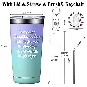 Fufendio Daughter in Law Gift Ideas - Christmas, Mothers Day Gifts for Daughter in Law from Mother in Law - Daughter in Law Tumbler Mug Cup 20oz