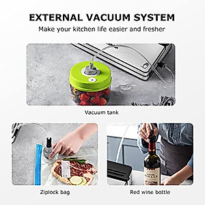 Bonsenkitchen Vacuum Sealer Machine, Stainless Steel Vacuum Food Sealer with 8-in-1 Vacuum Sealing System, 6 Food Vacuum Modes, Built-in Cutter and Bag Storage, Compact Design w/Starter Kit