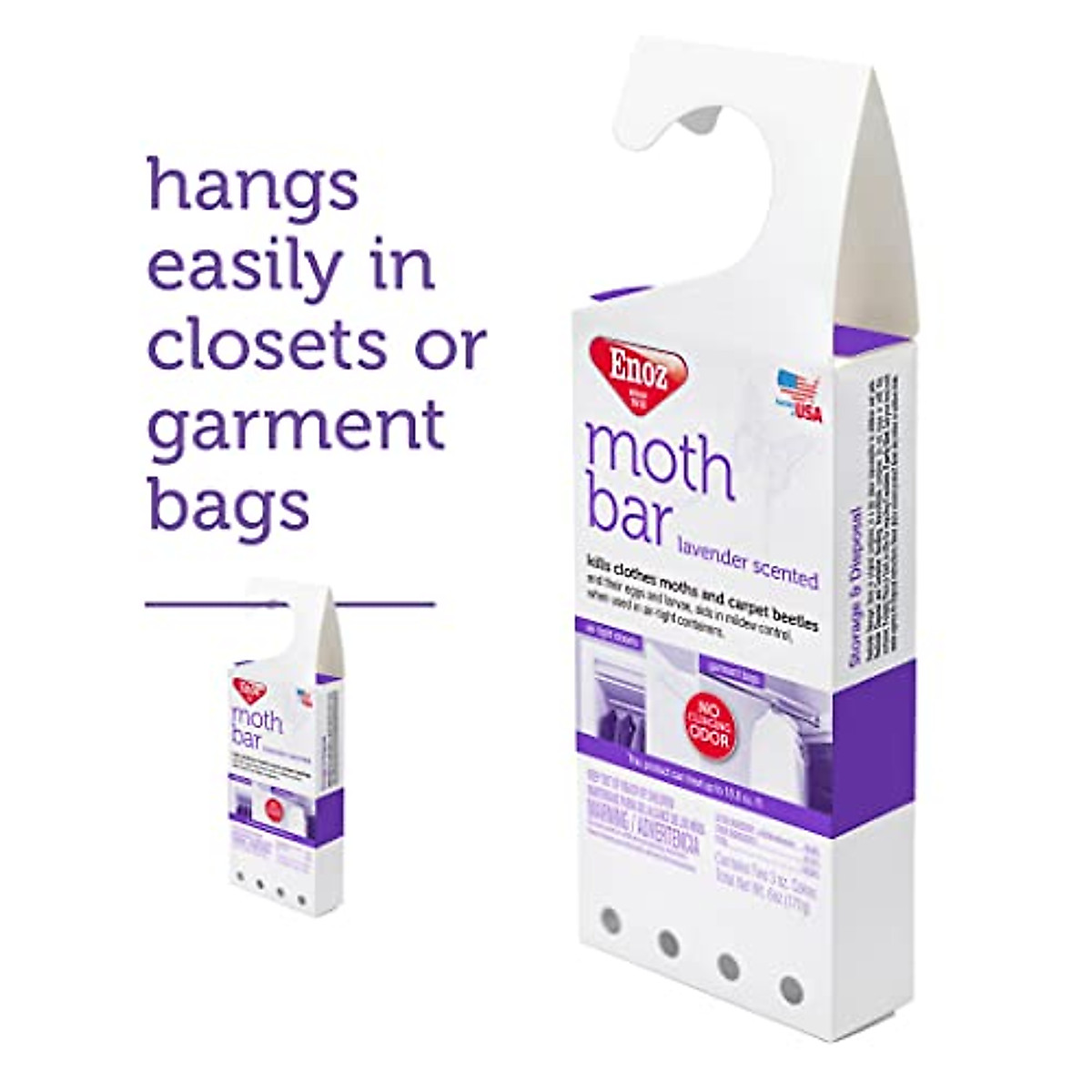 Enoz Lavender Scented Moth Bar, Kills Clothes Moths, Carpet Beetles, Eggs and Larvae, 6 oz Bar (Pack of 3)