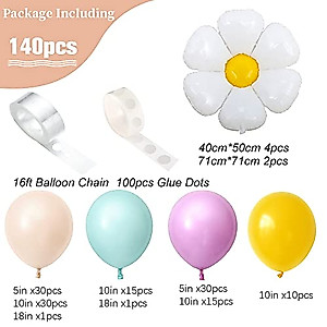 Beliueyes Daisy Balloon Garland Arch Kit 140Pcs Macaron Purple Green Nude Yellow Party Decorations for Boho Two Groovy Birthday Baby Shower Flower Decor