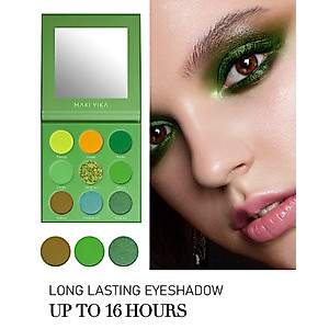 MAKI YIKA Green Eyeshadow Palette, 9 Color Green Eye Shadow Makeup Palette for Women, Matte Shimmer Glitter Eyeshadows Rich Pigmented & Ultra Blendable & Long Lasting (9color)