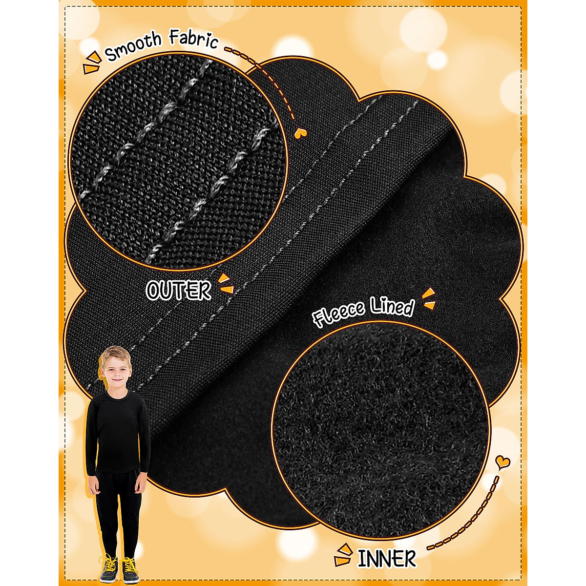 Taiyin 6 Sets Boys Thermal Underwear Warm Soft Thermal Top and Long Underwear Winter for Kids Boy(L)