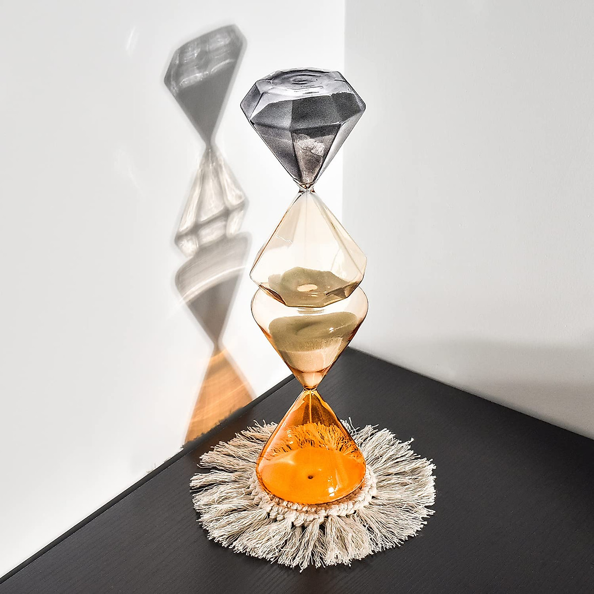 Hourglass Sand Timer Hour Glasses with Sand 15 Minutes & 30 Minute Hourglass Sand Clock Set of 2,Orange Hour Glasses Decorative Sand Watch for Yoga,Study Timer, Large Desk Timer Game,Office,Kitchen