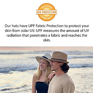 Wallaroo Hat Company – Men’s Turner Fedora – Wide Brim Straw Hat with UPF 50+ Sun Protection for Summer and Outdoors (Ivory, Large/Extra Large)