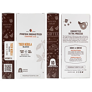 Fresh Roasted Coffee for Nespresso OriginalLine, Tiger Nebula, Intensity 6, Medium, 10 Count Aluminum Capsules