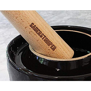 Humble House SAUERSTOMPER Sauerkraut Pounder for Mason Jars Fermentation of Vegetables Standard 12" One Piece of Solid German Beech Wood Cabbage Tamper for Packing Fermented Foods like Sauerkraut