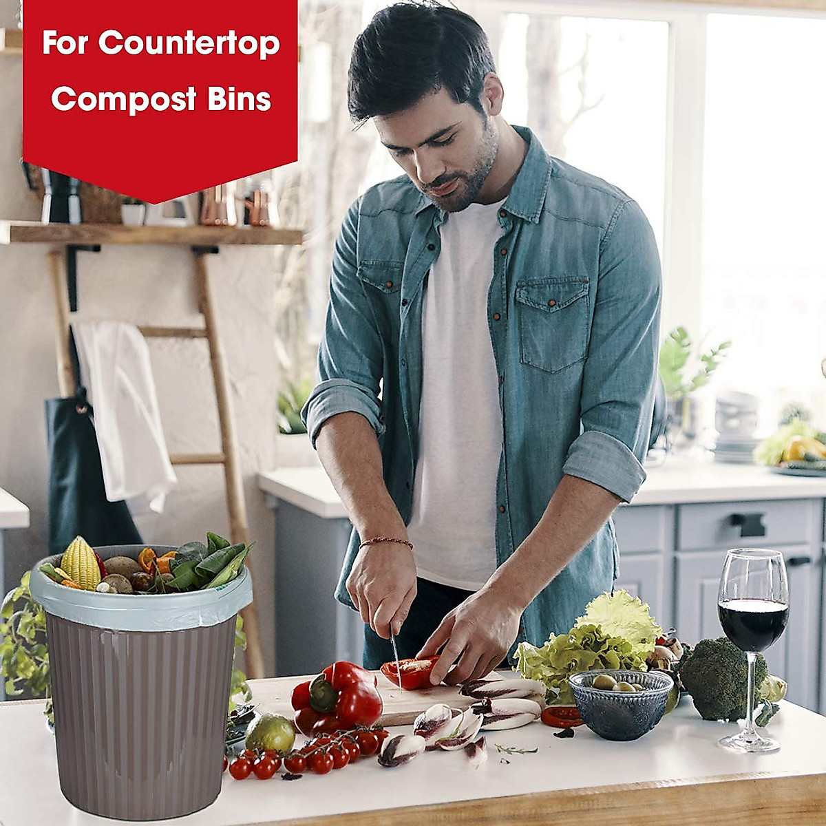 Compost Bags, Compostable Trash Bags 3 Gallon Compostable Bags 100 Count Small Compost Bags for Countertop bin Extra Thick 0.71 Mil. ASTM D6400 Certified By BPI and TÜV AUSTRIA