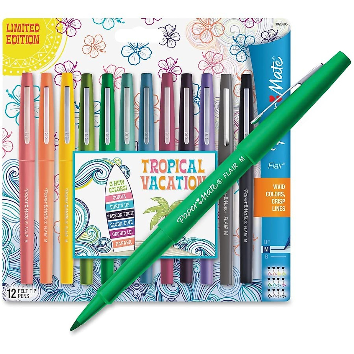 Paper Mate 1928605 Point Guard Flair Bullet Point Stick Pen, Assorted Colors, 7Mm, 12/Set (Pap1928605)