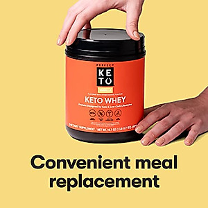 Perfect Keto Pure Whey Protein Isolate Powder - 100% Grass Fed Meal Replacement Shake, No Artificials, Gluten Free, Non-GMO (Vanilla)