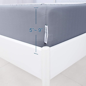 Box Spring Cover Queen Size, Alternates for Bed Skirt, Smooth and Elastic Woven Material Wrap Around 4 Sides of The Box Spring, Wrinkle & Fading Resistant, Washable, Dustproof, Gray