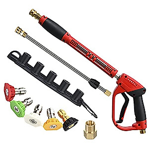 Tool Daily Deluxe Pressure Washer Gun, with Replacement Wand Extension, 5 Nozzle Tips, M22 Fitting, 40 Inch, 5000 PSI