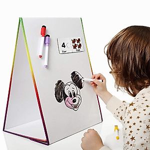 Abesons Kids Self-Standing Double-Sided Tabletop Magnetic Easel Dry Erase White Board. Includes 8 Dry Erase Markers + Educational Magnetic Numbers Puzzle (Easel + Puzzle)