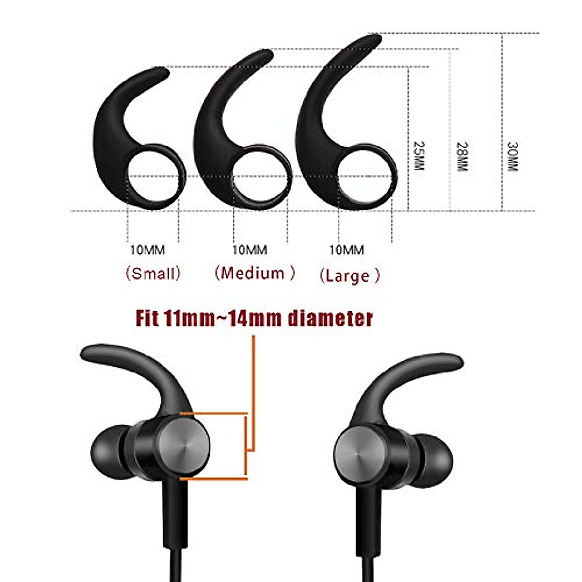 Earbud kits 3 Pairs (LMS) Earhooks Universal Ear Fins,3 Pairs (LMS) Premium Memory Foam Earbuds Tips, 3 Pairs (LMS) Eartips Silicone Replacement Earbuds Tips, 2 Pcs Cord Clips for In Ear Earbud