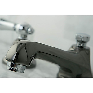 Kingston Brass NS4467BAL Water Onyx Widespread Lavatory Faucet with Brass Pop-up Drain, Black Stainless Steel with Chrome Trim