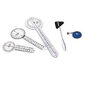 EMI EGM-650 5 Piece Physical Therapy Set - Goniometer 12 inch, 8 inch, 6 inch, Taylor Hammer, & Tape Measure