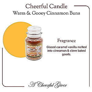 A Cheerful Giver - Warm & Gooey Cinnamon Buns Scented Glass Jar Candle (24 oz) with Lid & True to Life Fragrance Made in USA
